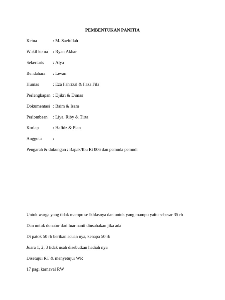 Pembentukan Panitia 17 Agustus | PDF