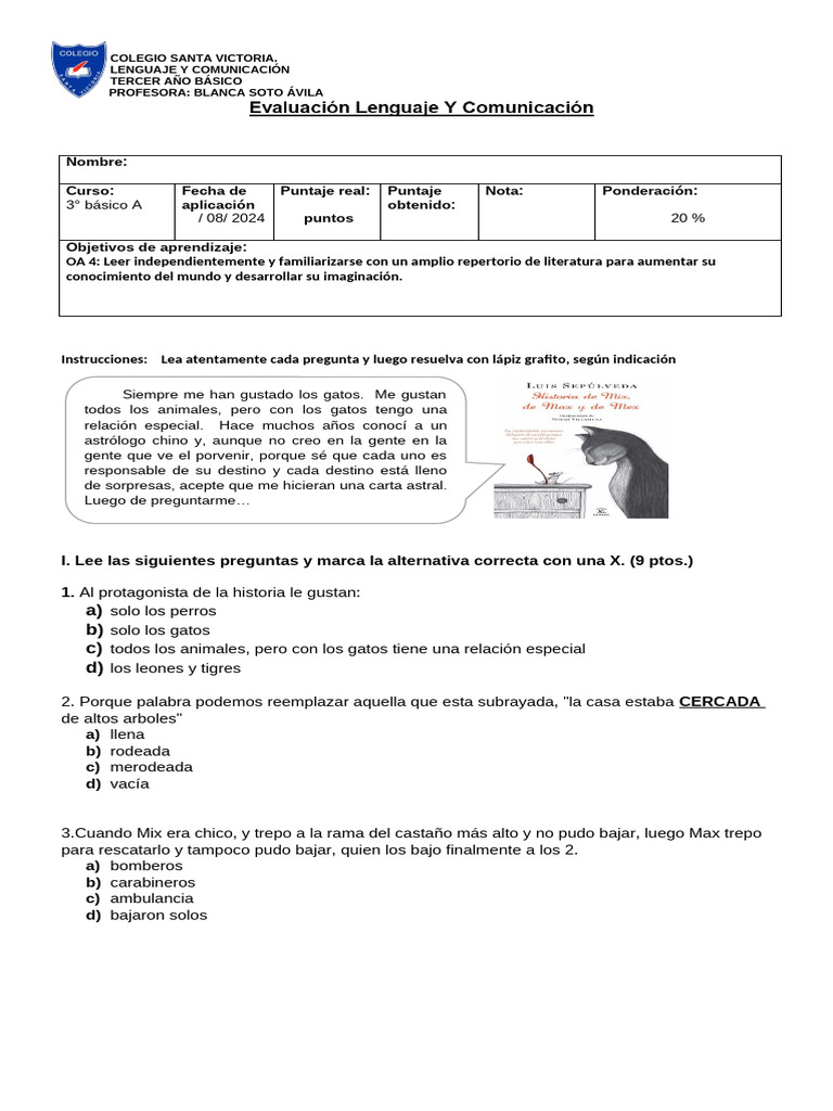 Prueba Libro La Historia-De-Mix-De-Max-Y-De-Mex Agosto 2024 | PDF