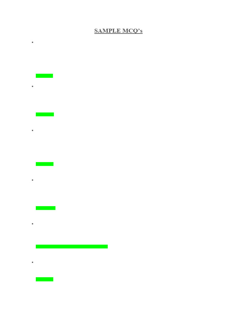 Sample MCQ | PDF