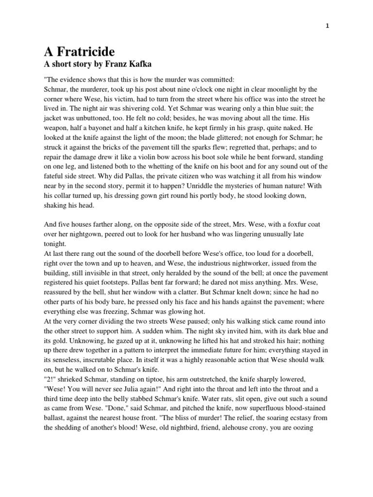 A Fratricide by Franz Kafka