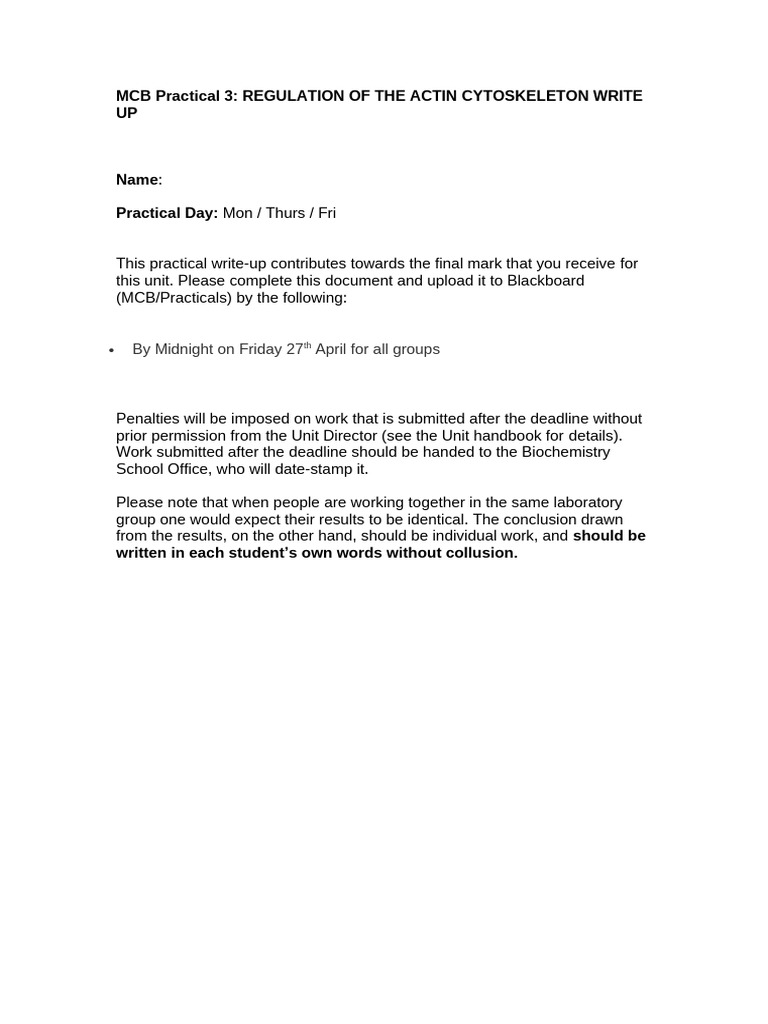 MCB Practical 3 Write Up Booklet | PDF