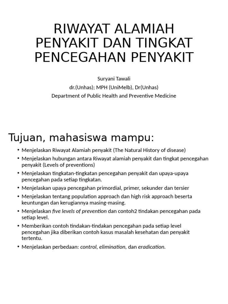 Riwayat Alamiah Penyakit Dan Tingkat Pencegahan Penyakit - Fixpptx | PDF