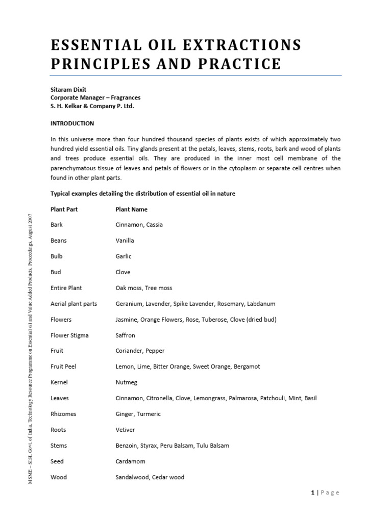 Essential Oil Extractions Principles and | PDF