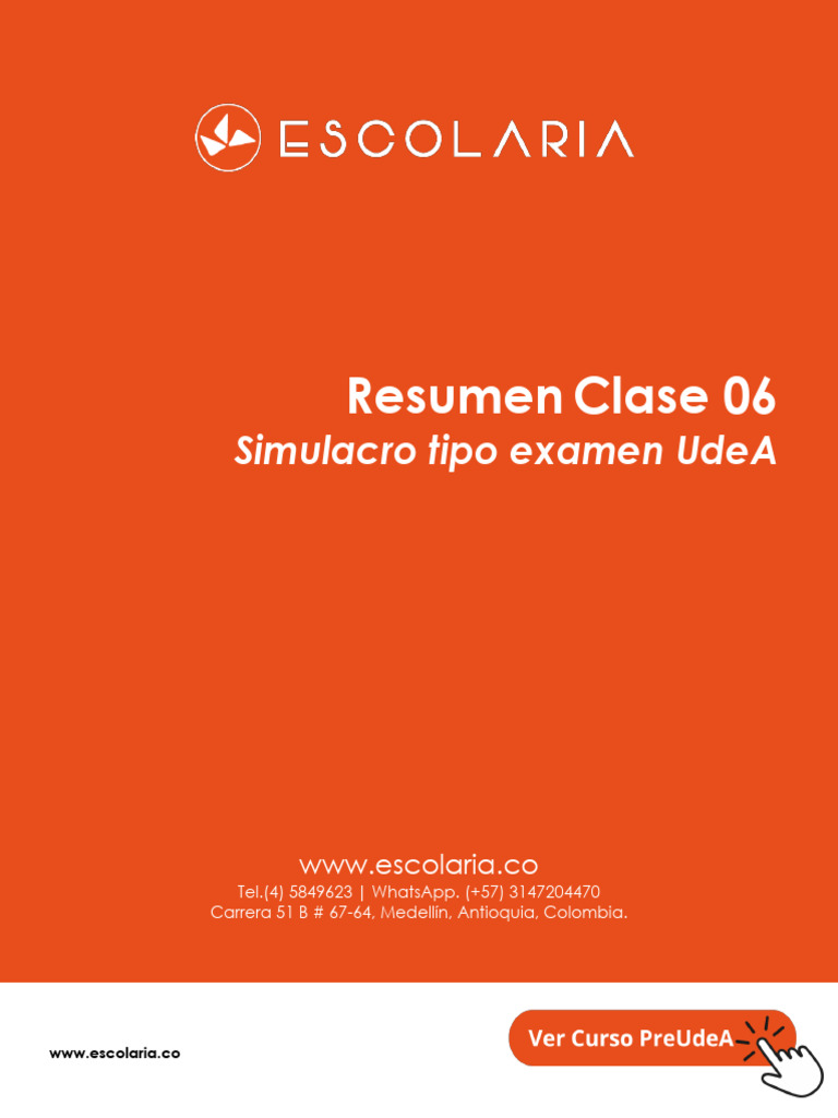 Resumen Clase No 6 Simulacro Examen de Admisión Universidad de ...