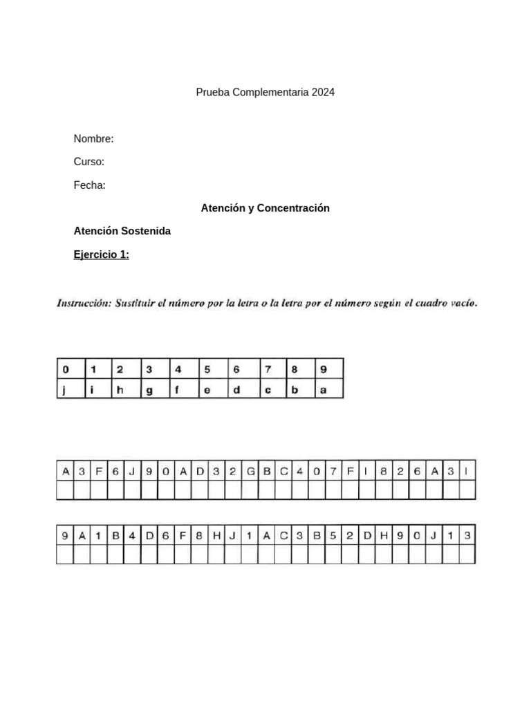 PRUEBA COMPLEMENTARIA 2024 varios | PDF