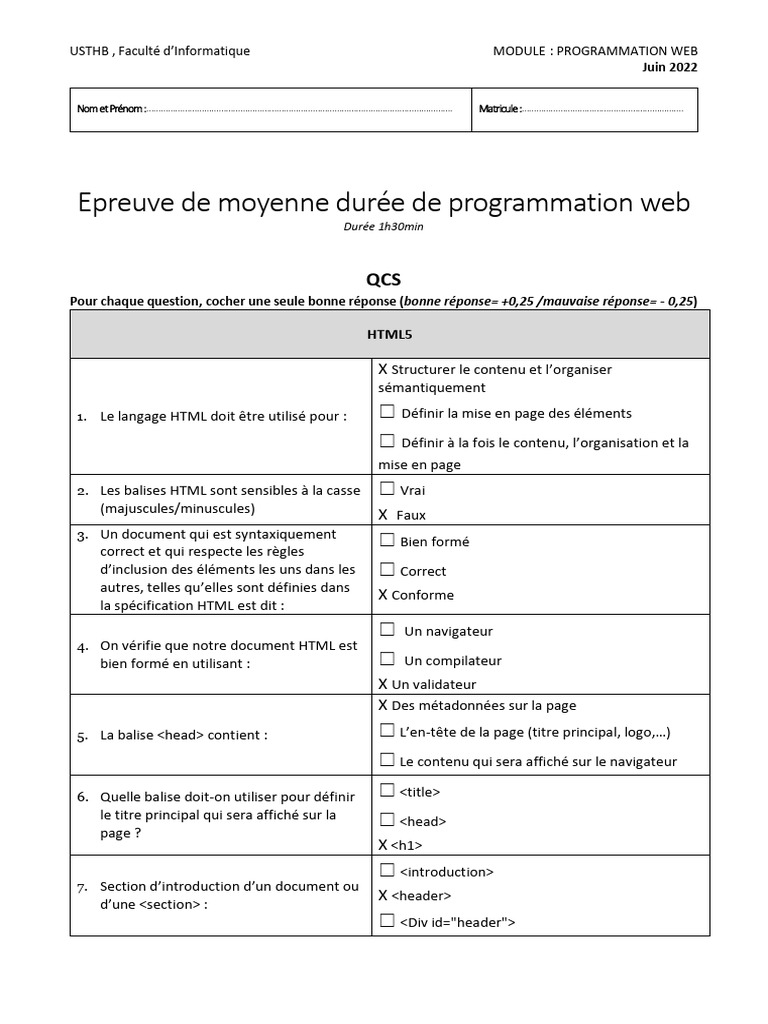 Epreuve Programmation Web | PDF | Html | Programmation web