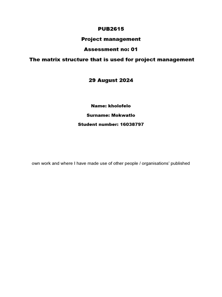 Pub 2615 Assignment 1 | PDF
