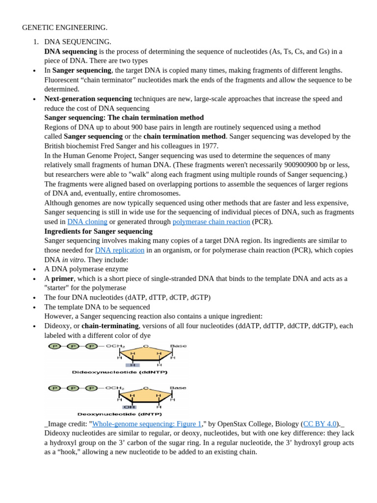 Genetic Engineering English | PDF | Dna Sequencing | Primer (Molecular ...