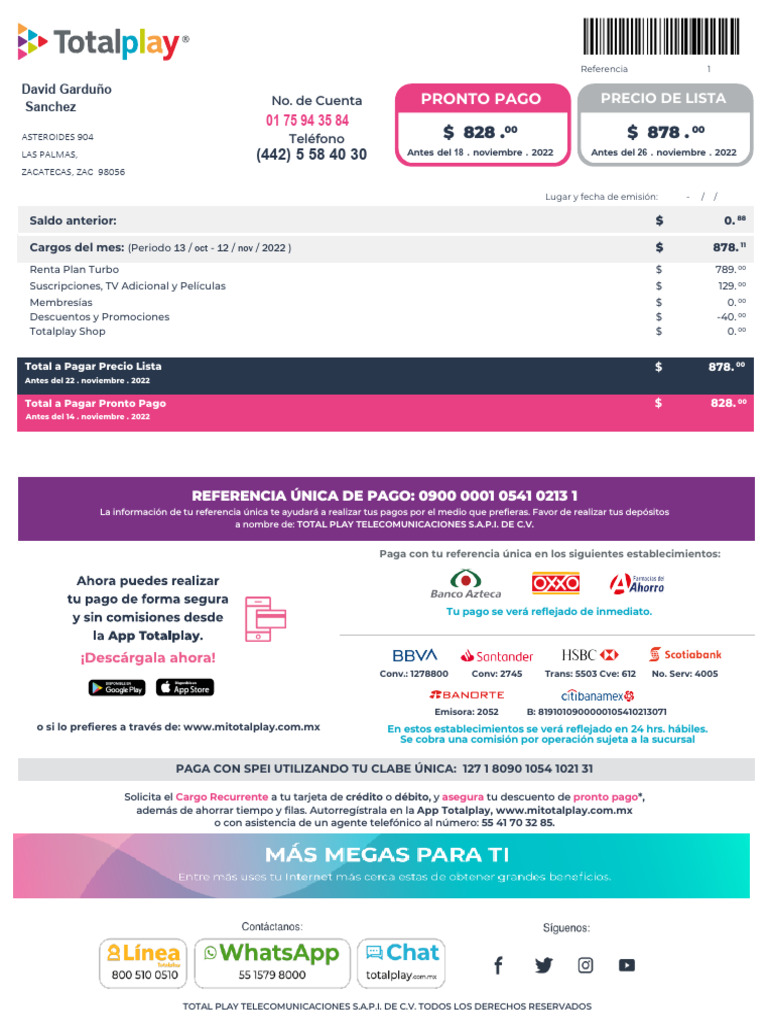 Recibo Total Play | PDF