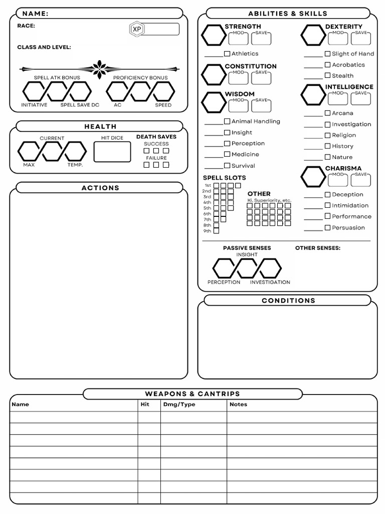 Dungeons and Dragons - Character Sheet - A4 Size - Fillable | PDF Dungeons and Dragons - Character Sheet - A4 Size - Fillable | PDF