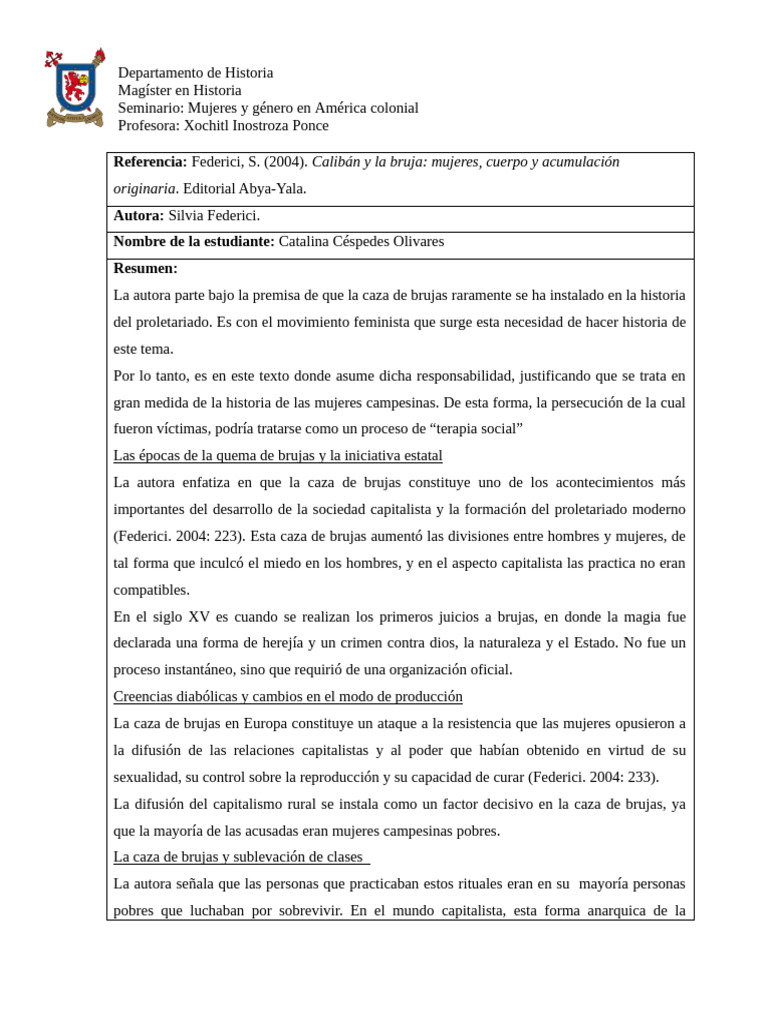 Céspedes Ficha 2 La Gran Caza de Brujas | PDF