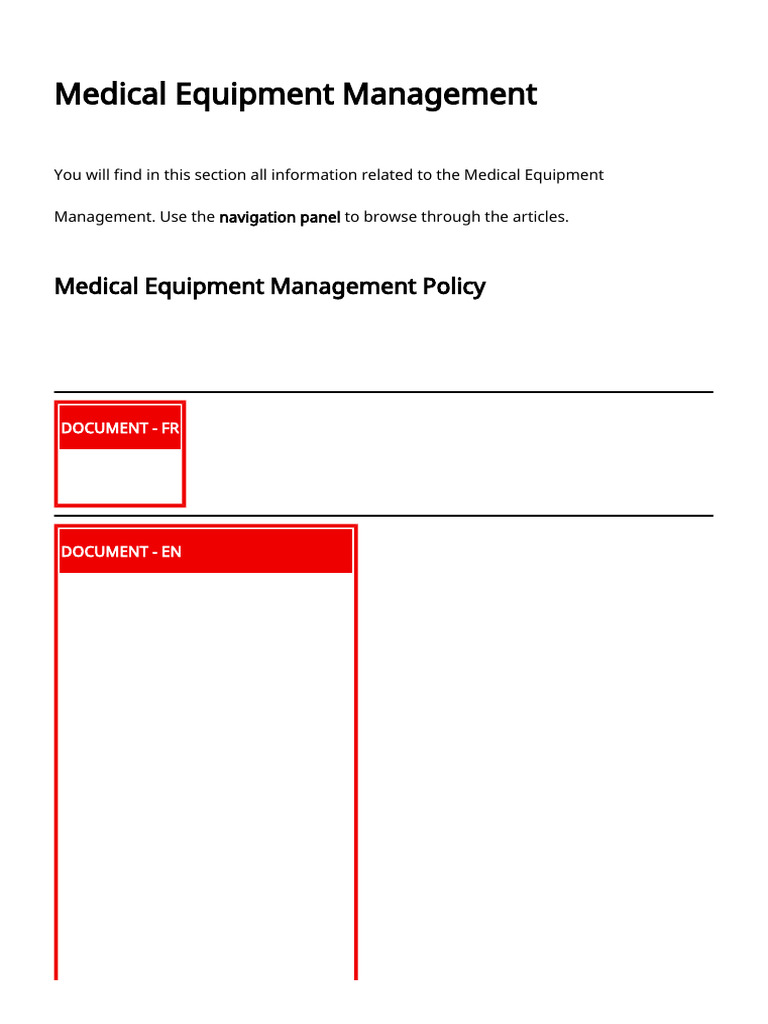 Medical Equipment Management | PDF | Medical Device | Equipment