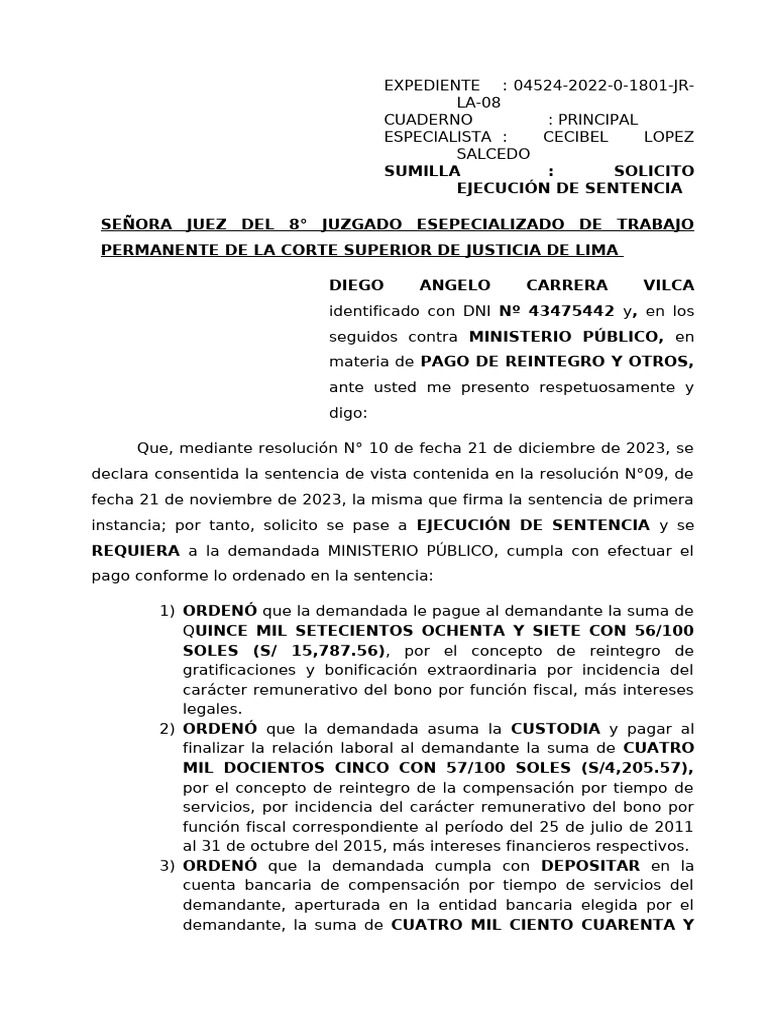 Ejecución de Sentencia | PDF