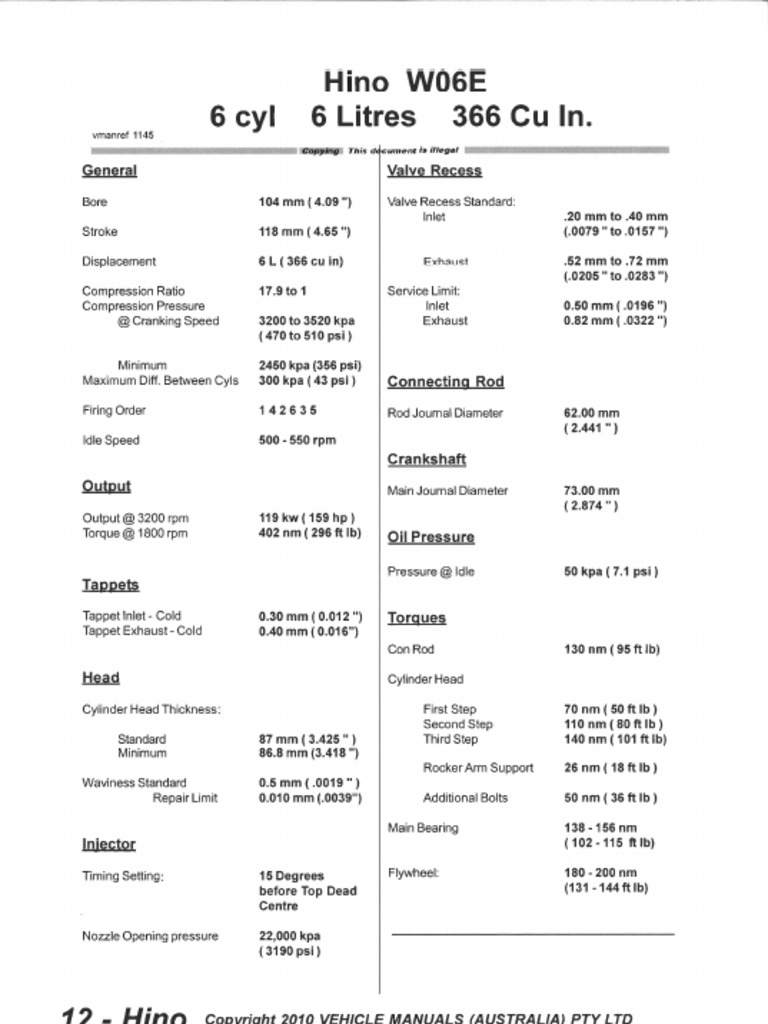 Hino - W06E 6 Cyl | PDF