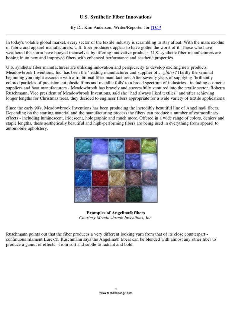 U.S. Synthetic Fiber Innovations | Download Free PDF | Fibers | Yarn