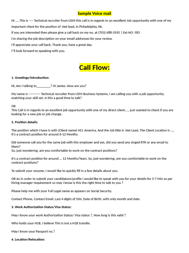 Calling Script | PDF