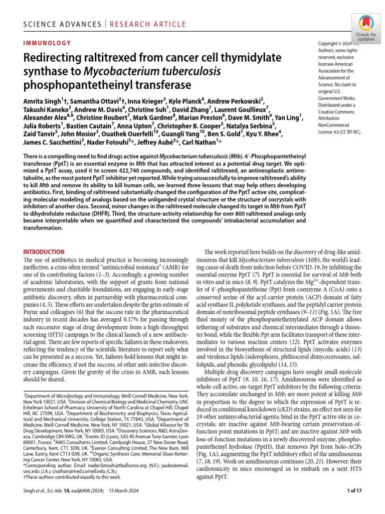 Art 05 - Redirecting Raltitrexed From Cancer Cell Thymidylatesynthase ...