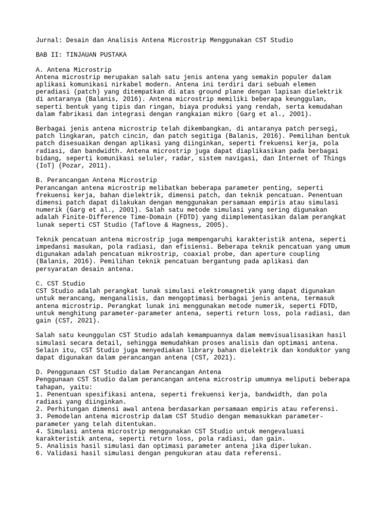 Desain Dan Analisis Antena Microstrip Menggunakan CST Studio | PDF