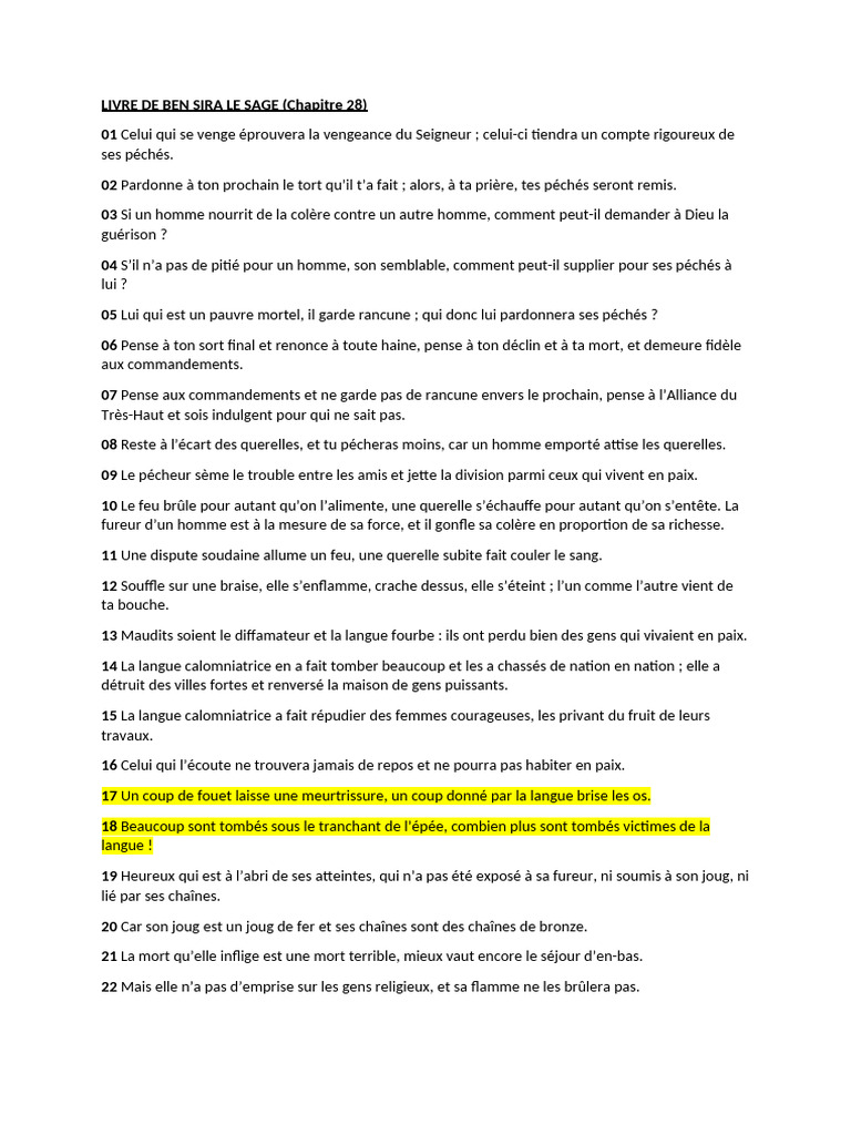 LIVRE DE BEN SIRA LE SAGE | PDF