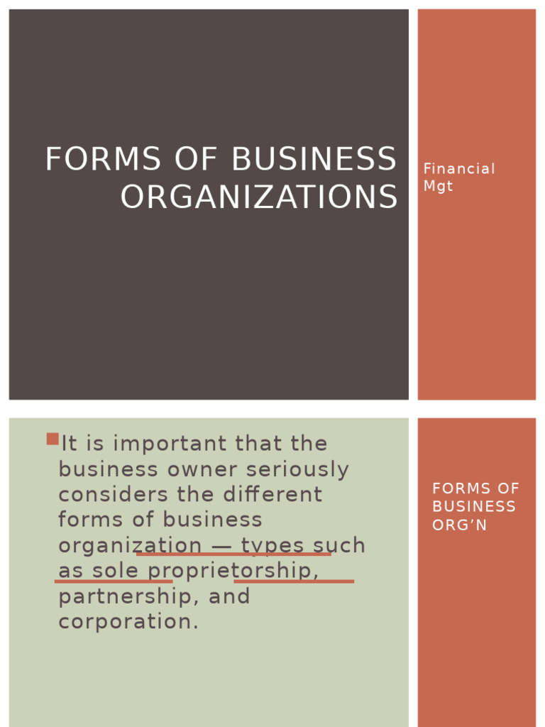 2 Forms of Business Organization | PDF | Partnership | Corporations