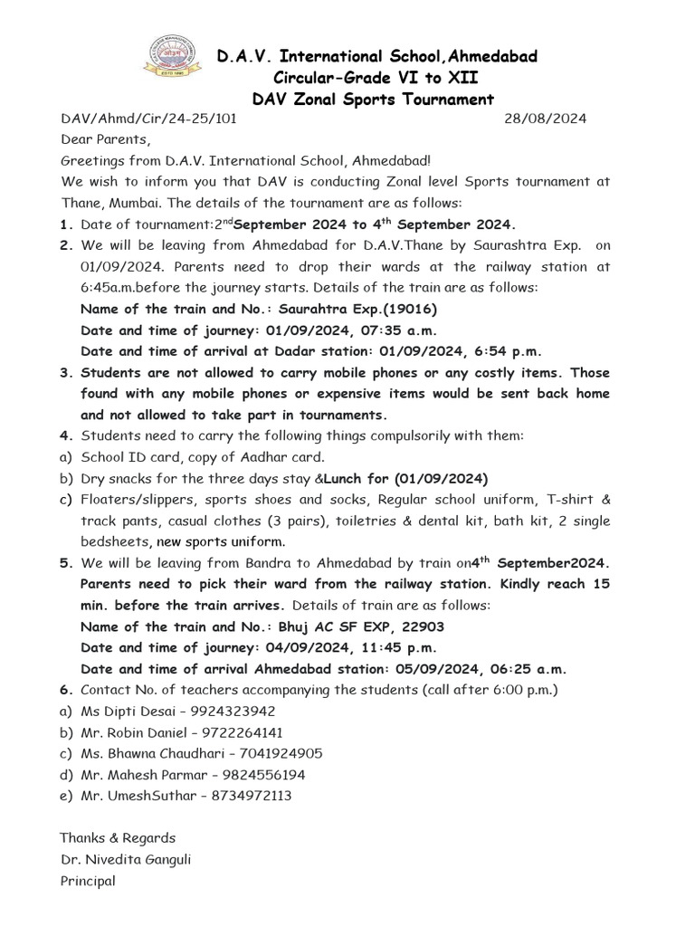 DAV Zonal Sports 2024-25 | PDF