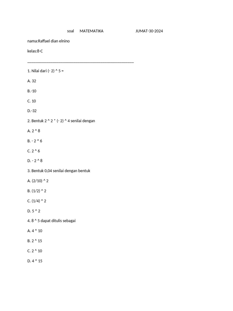 Soal MATEM-WPS Office | PDF