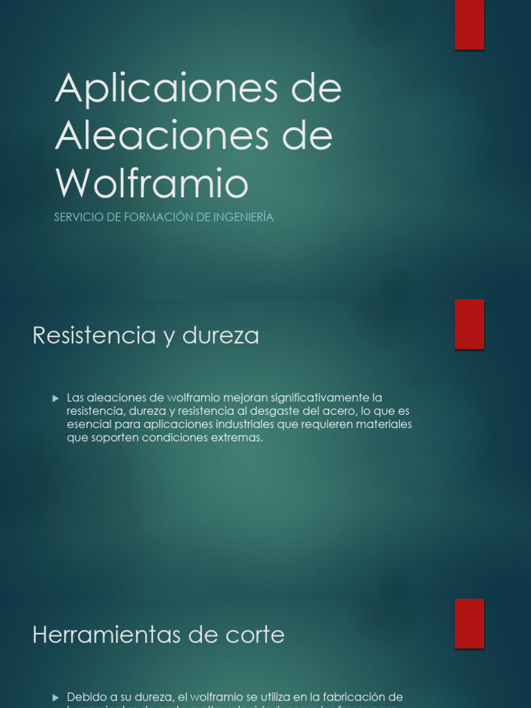 Aplicaciones de Aleaciones de Wolframio | PDF