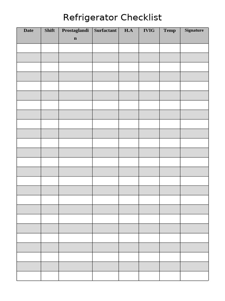 Refrigerator Checklist | PDF