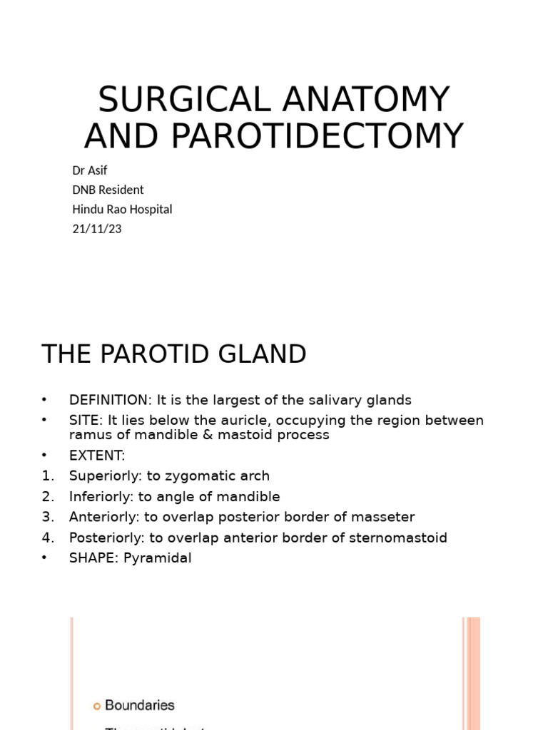 Surgical Anatomy and Parotidectomy | PDF