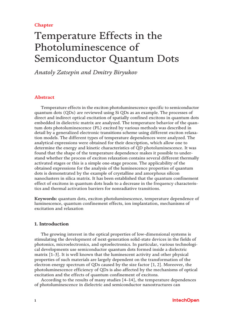 Quantum Dot Photoluminescence Analysis | PDF | Silicon | Technology & Engineering