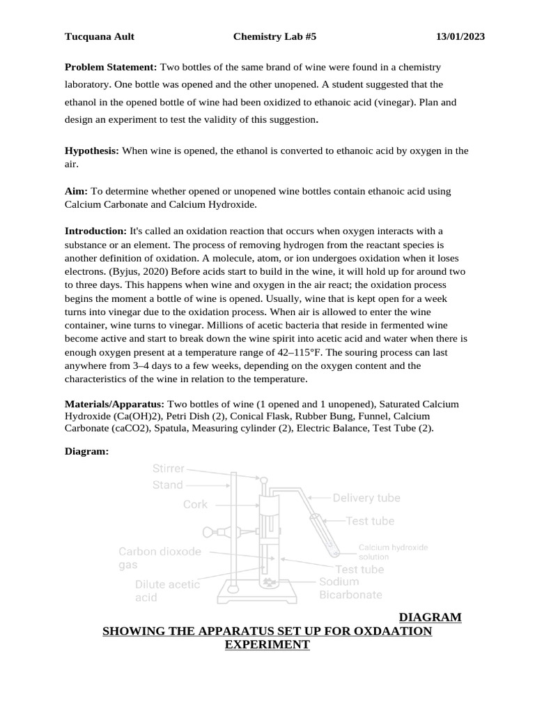 Chemistry Lab #5 | PDF
