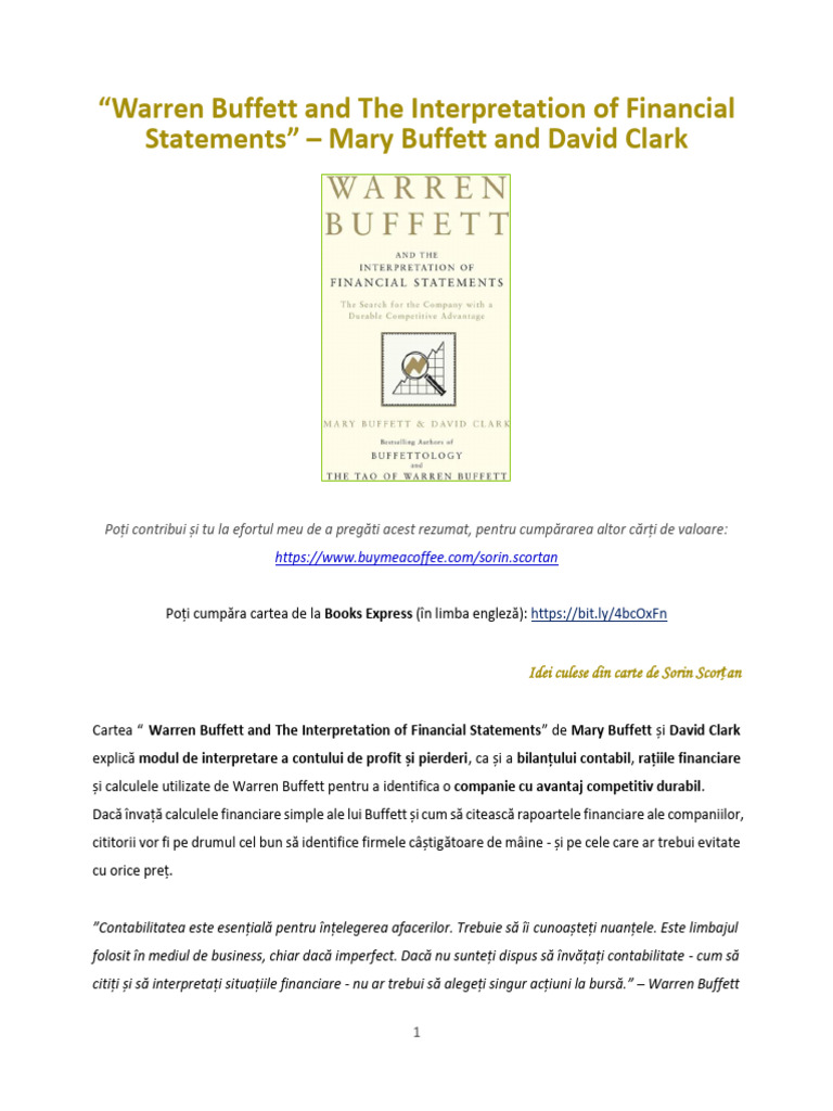 Warren Buffett and The Interpretation of Financial Statements - Mary ...