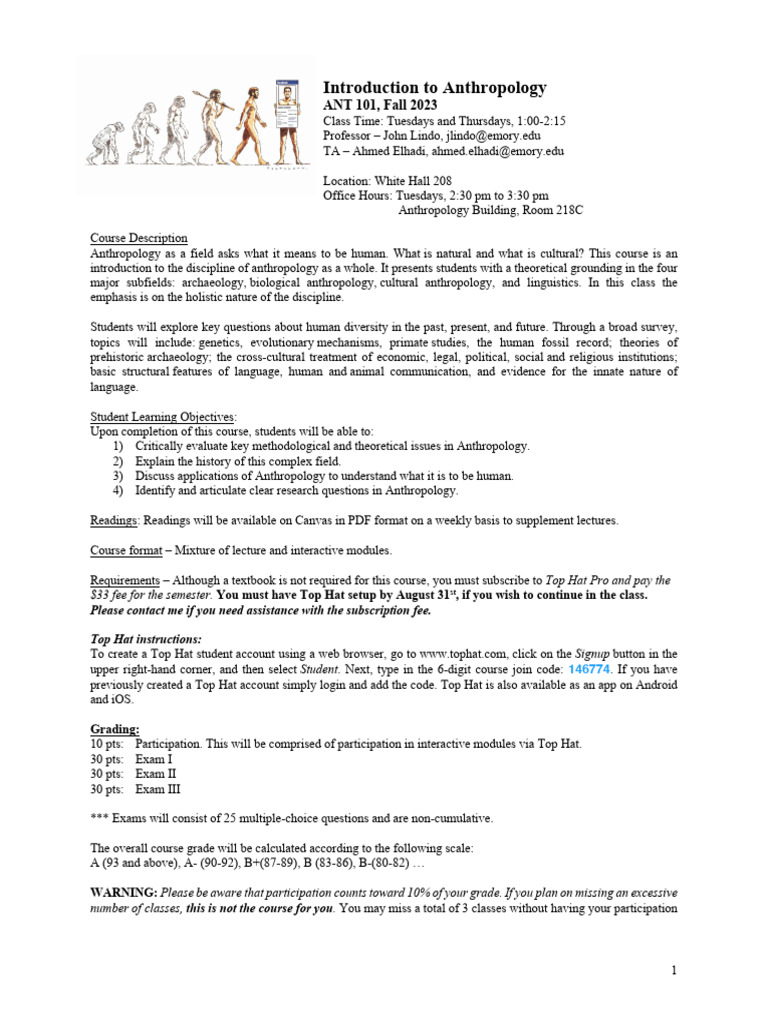 Syllabus_Anthro_101_Fall_2023 | PDF