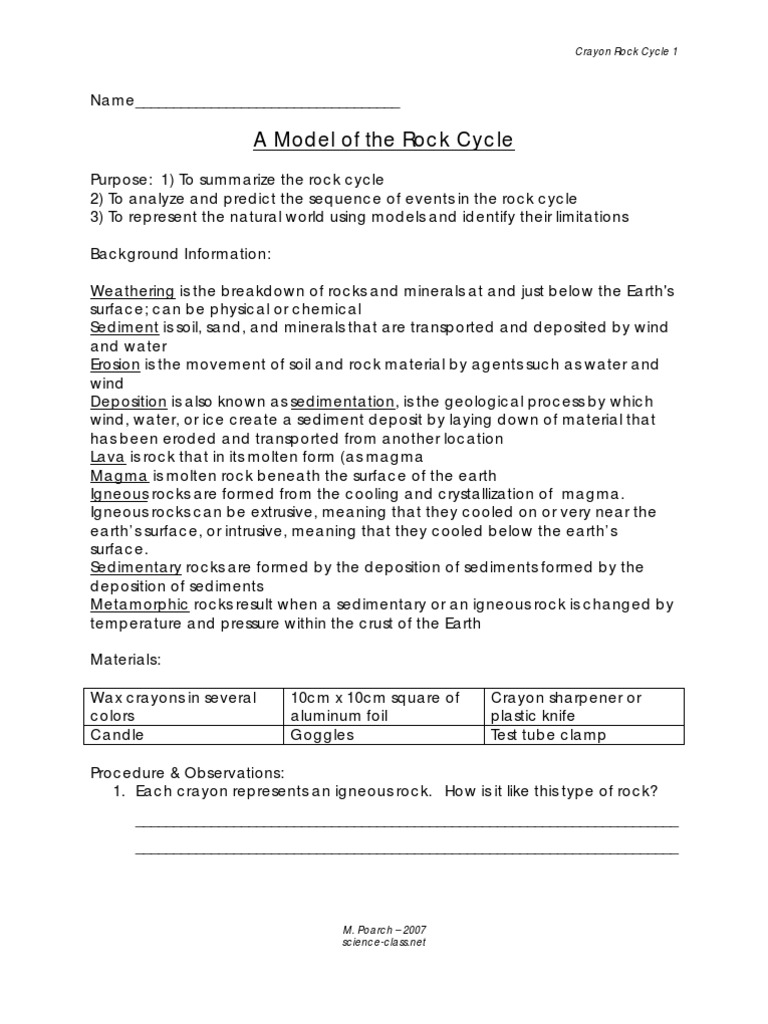 Crayon Rock Cycle | PDF | Rock (Geology) | Sedimentary Rock