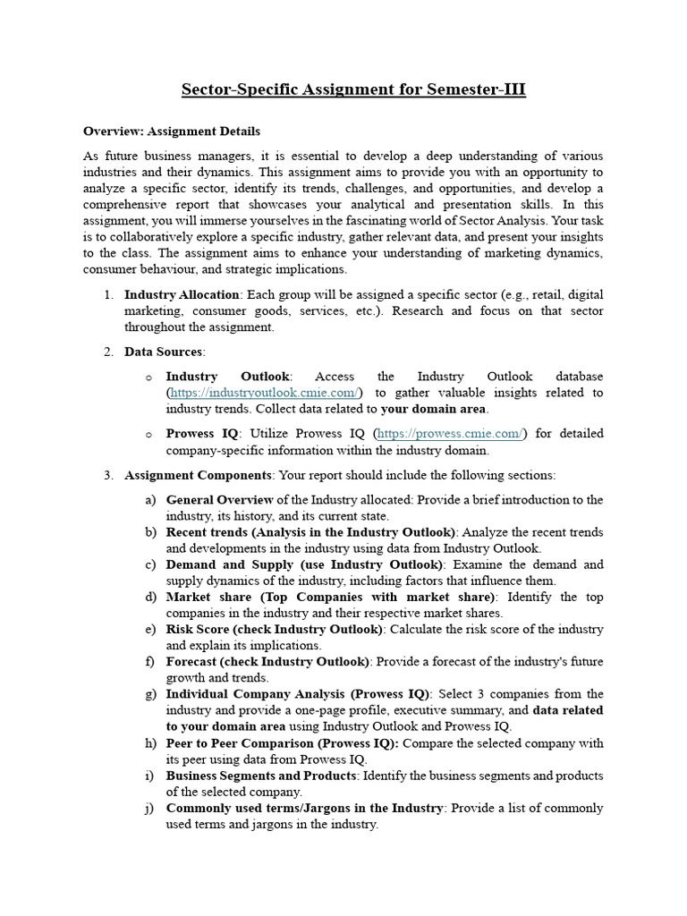 Sector Specific Assignment - Semester-III | PDF