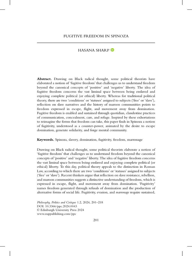 Fugitive Freedom in Spinoza | PDF
