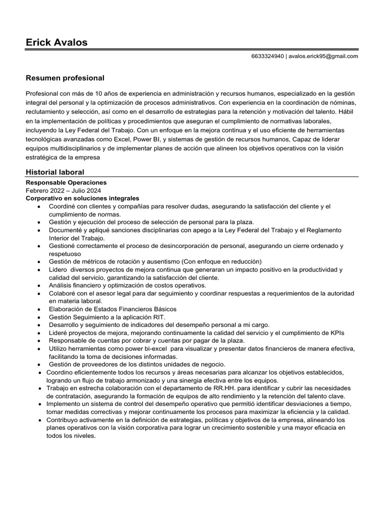 CV Erick Avalos RF | PDF