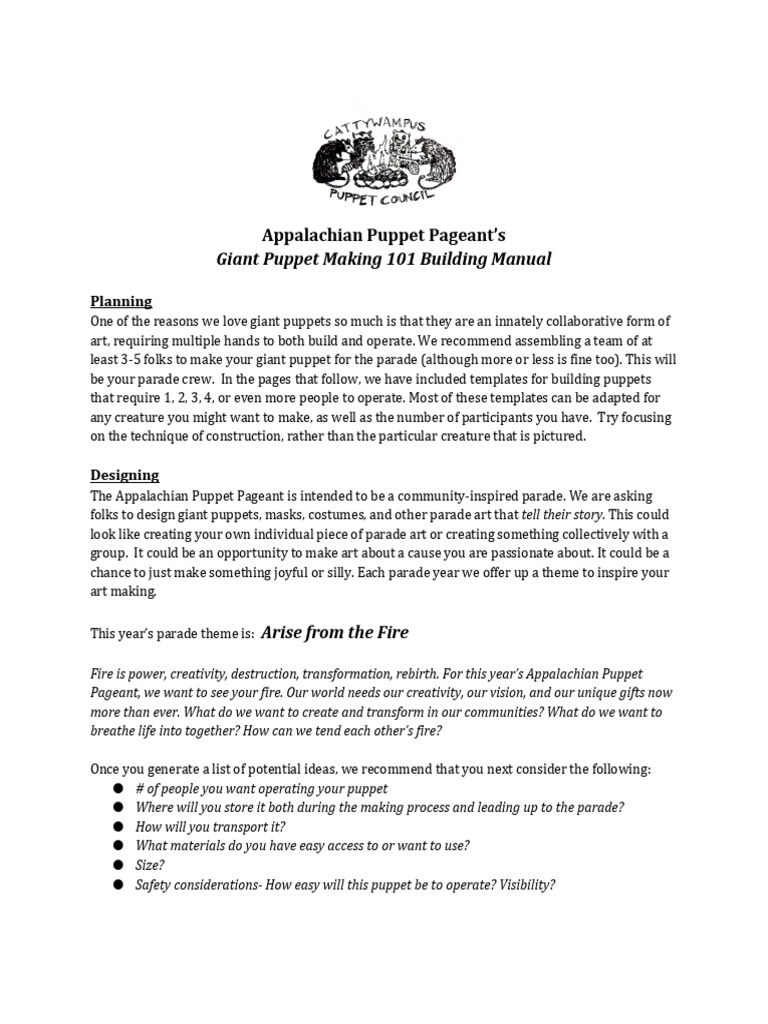 2020 Giant Puppet Making Manual | PDF