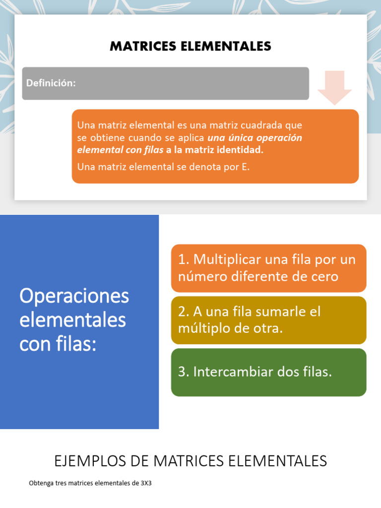Matrices Elementales y Operaciones Filas | PDF