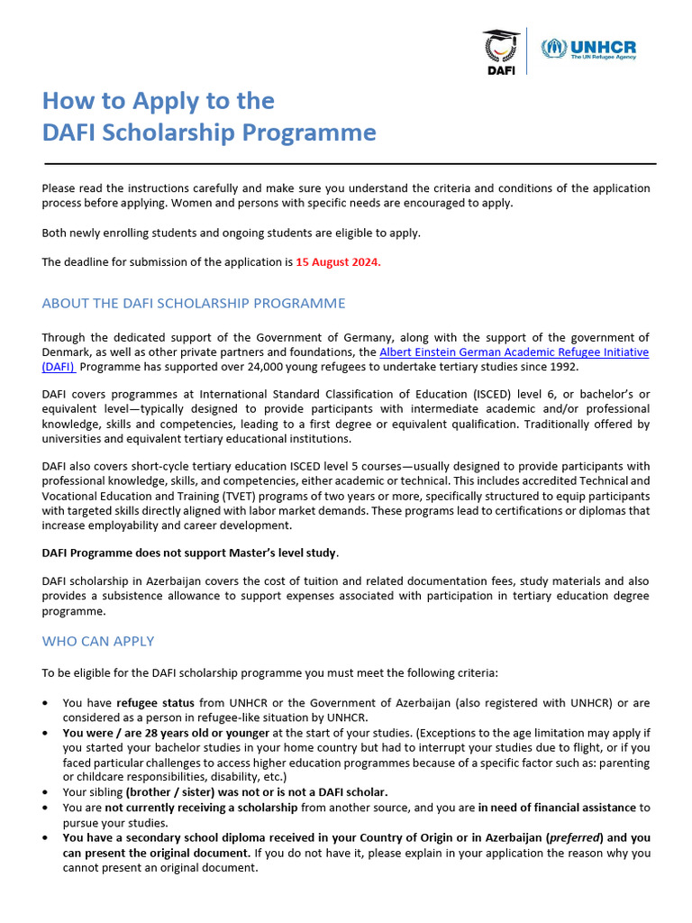 DAFI 2024 Instruction for Application_0 | PDF