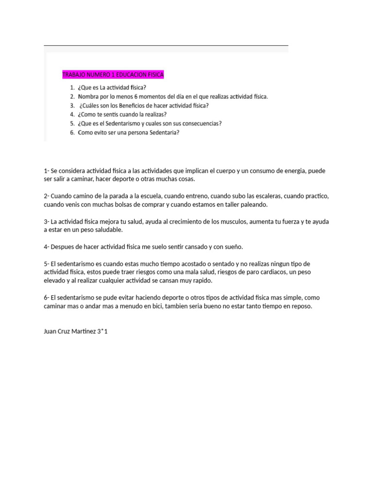 TP de Educacion Fisica Juan Cruz Martinez Ortega | PDF