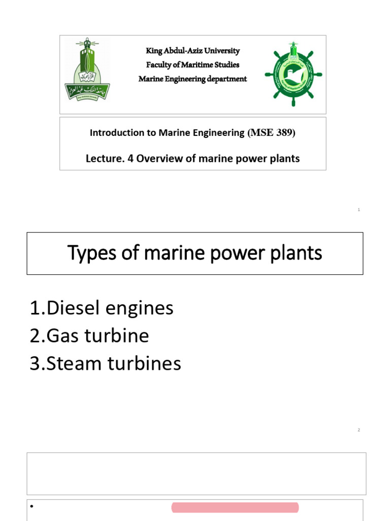 4 - Overview of Marine Power Plants - MDE | PDF