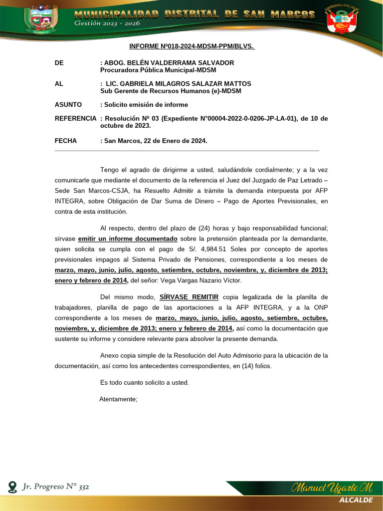 INFORME # AFP PRIMA PLANILLAS Expediente 004-2022 | PDF