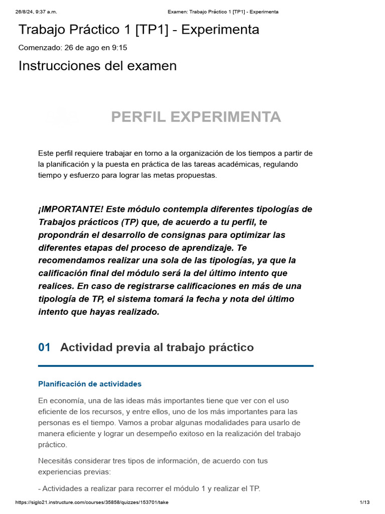 Examen - Trabajo Práctico 1 (TP1) - Experimenta | PDF | Oferta y demanda | Mercado (economía)