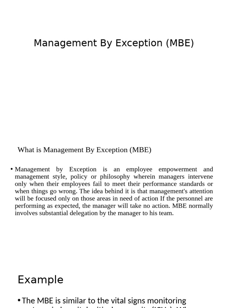 Management by Exception (MBE) | PDF