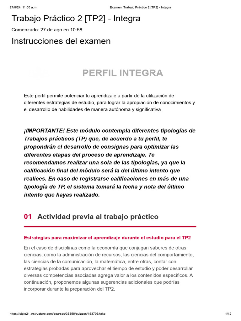 Examen - Trabajo Práctico 2 (TP2) - Integra | PDF