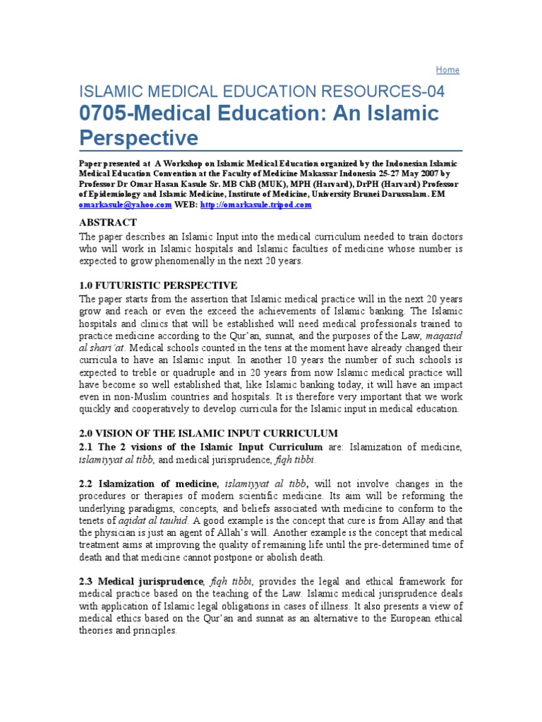 Islamic Medical Edu Resources | PDF | Medical School | Sharia