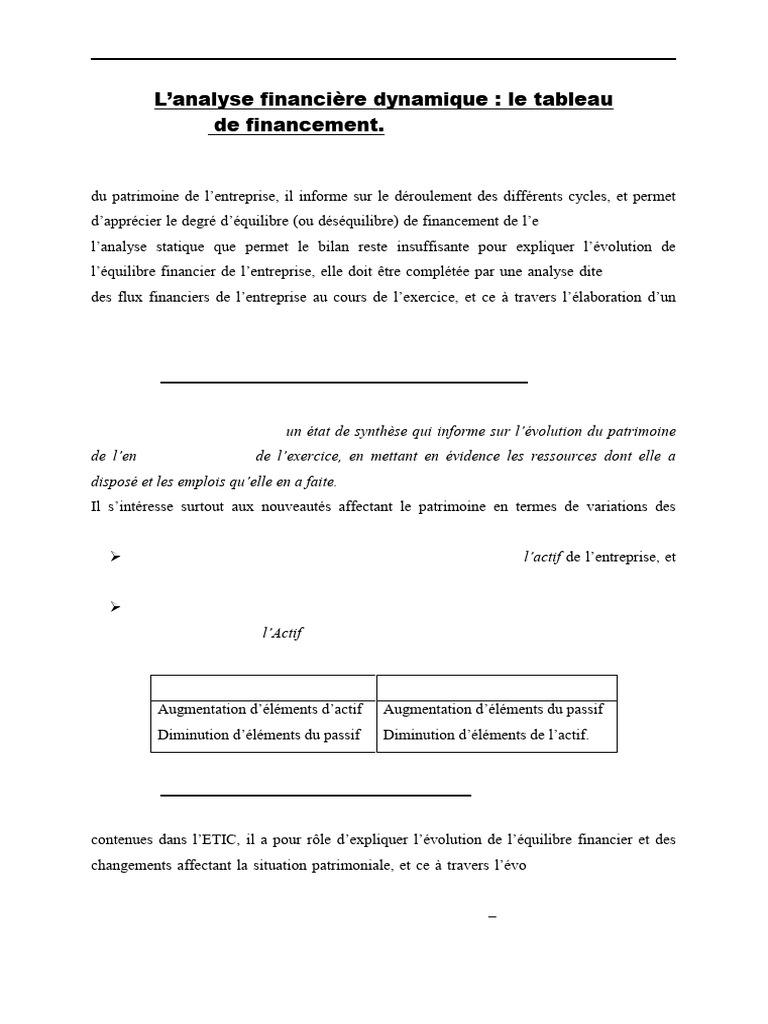 Tableau de Financement | PDF