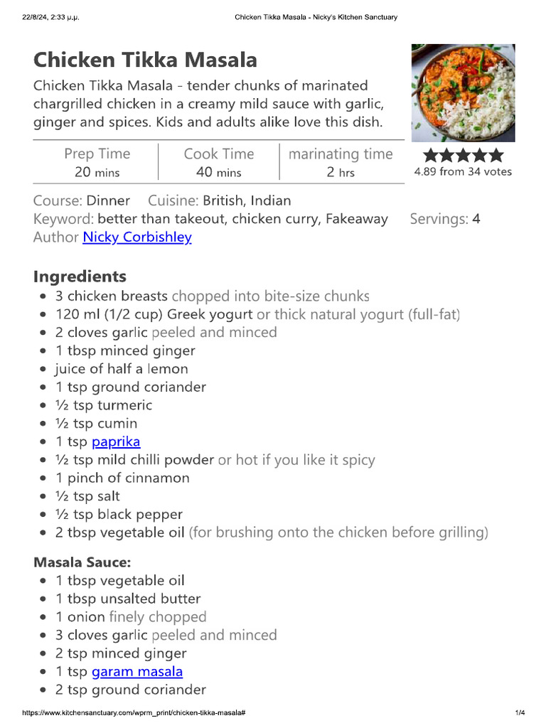 Chicken Tikka Masala | PDF