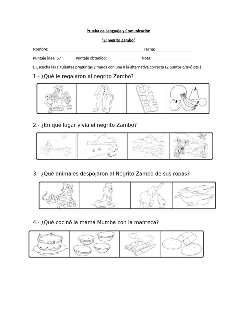 Prueba El Negrito Zambo | PDF